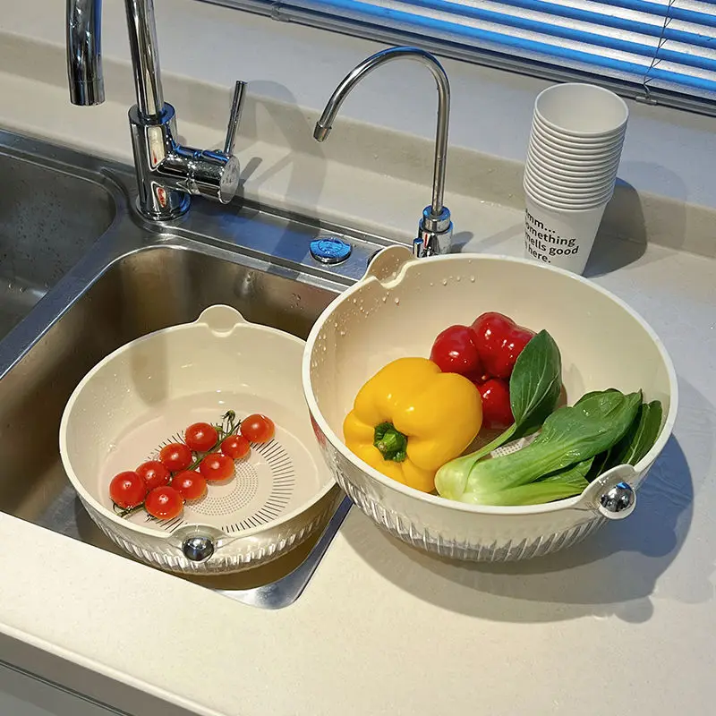 Double-layer-drainage-basket-vegetable-washing-basin-kitchen-bowl-rice ...