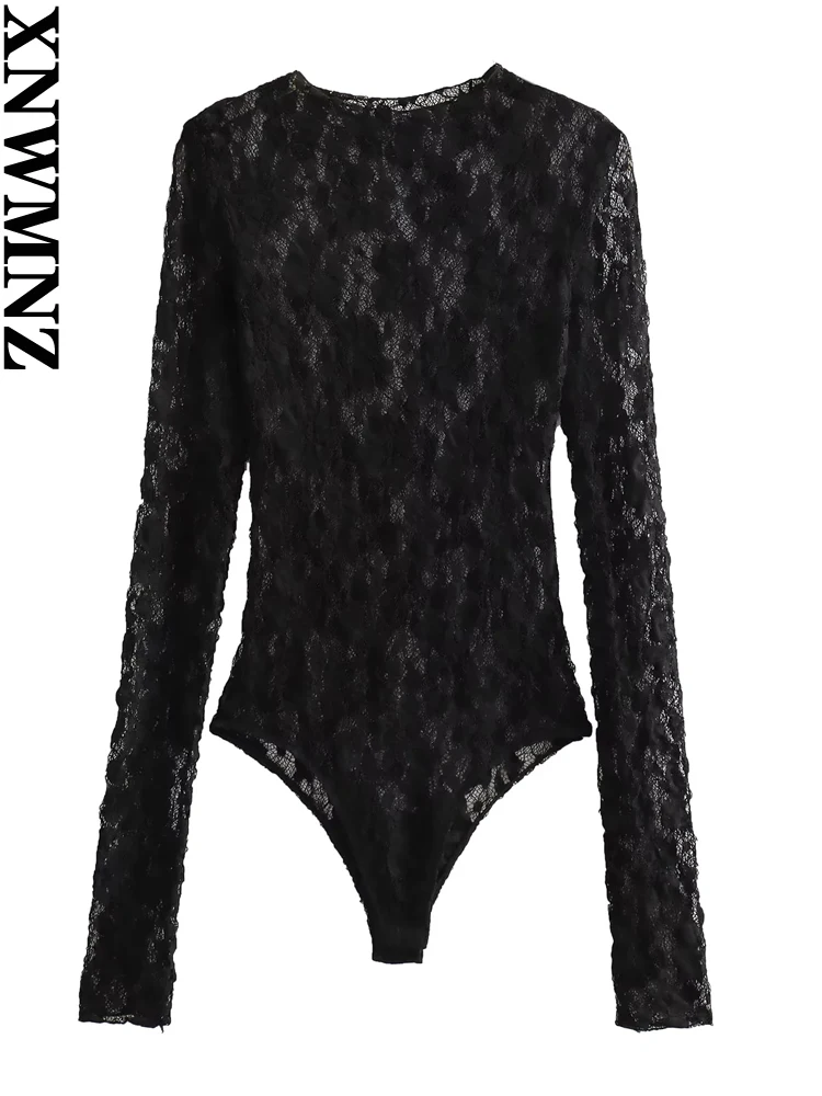 XNWMNZ-Bodysuit-semi-puro-de-renda-preta-feminino-pesco-o-em-O-manga ...