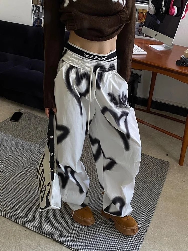 Goth-Heart-Graphic-White-Sweatpants-Women-Y2k-Joggers-High-Waist-Wide ...