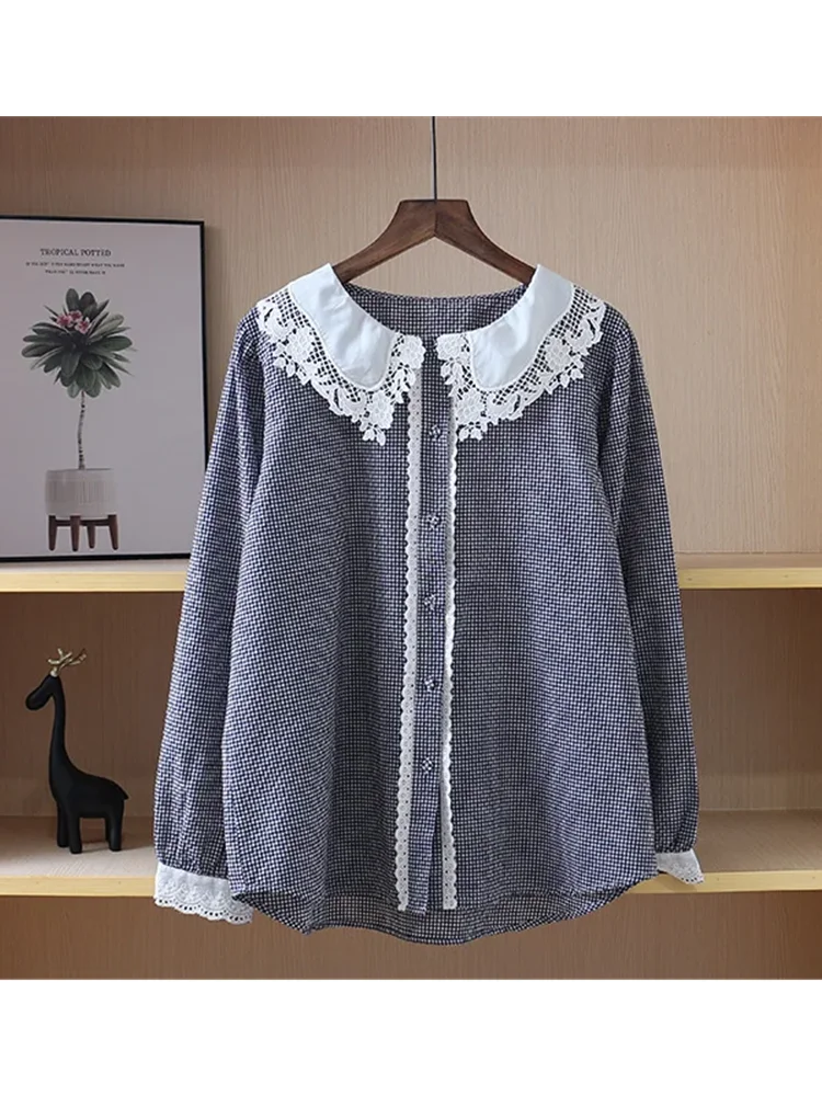 Lamtrip-Unique-Art-Retro-Plaid-Lace-Embroidery-Peter-Pan-Collar-Long-Sleeve-Cotton-100-Shirt ...