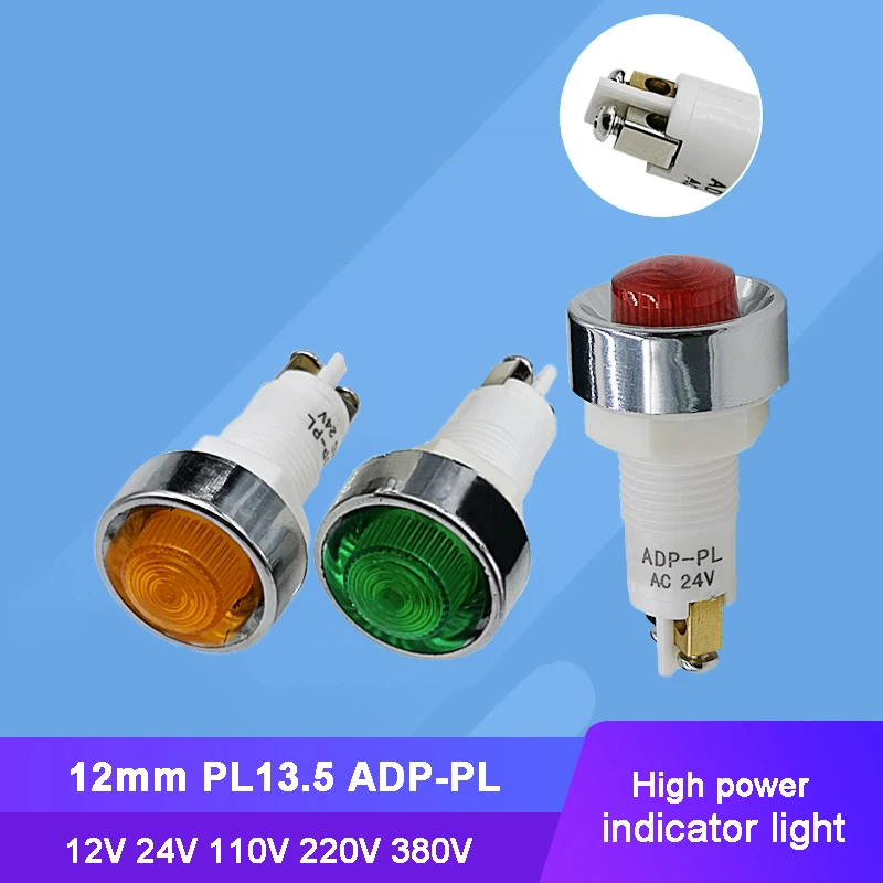10pcs-PL13-5-ADP-PL-12V-24V-110V-220V-380V-12mm-Indicator-light-Signal ...