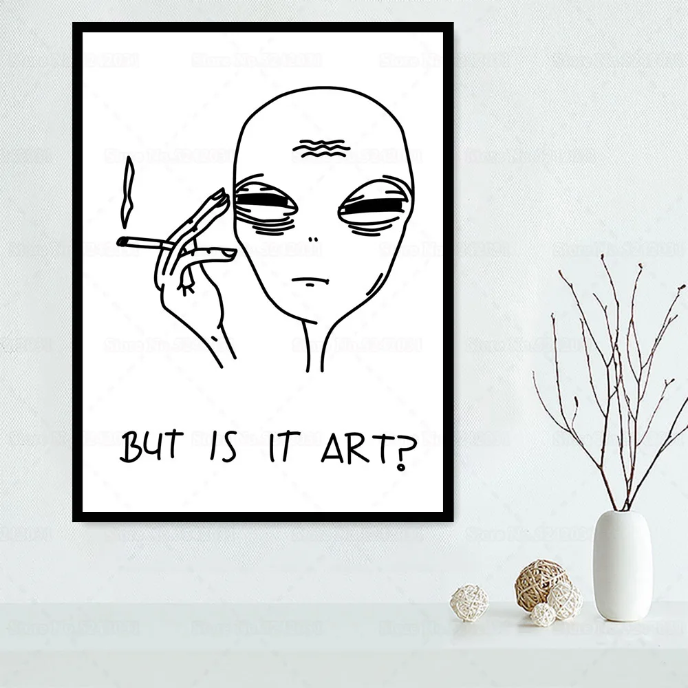 Komik sigara Alien Poster yorgun Alien ama It sanat tuval boyama parodi ...