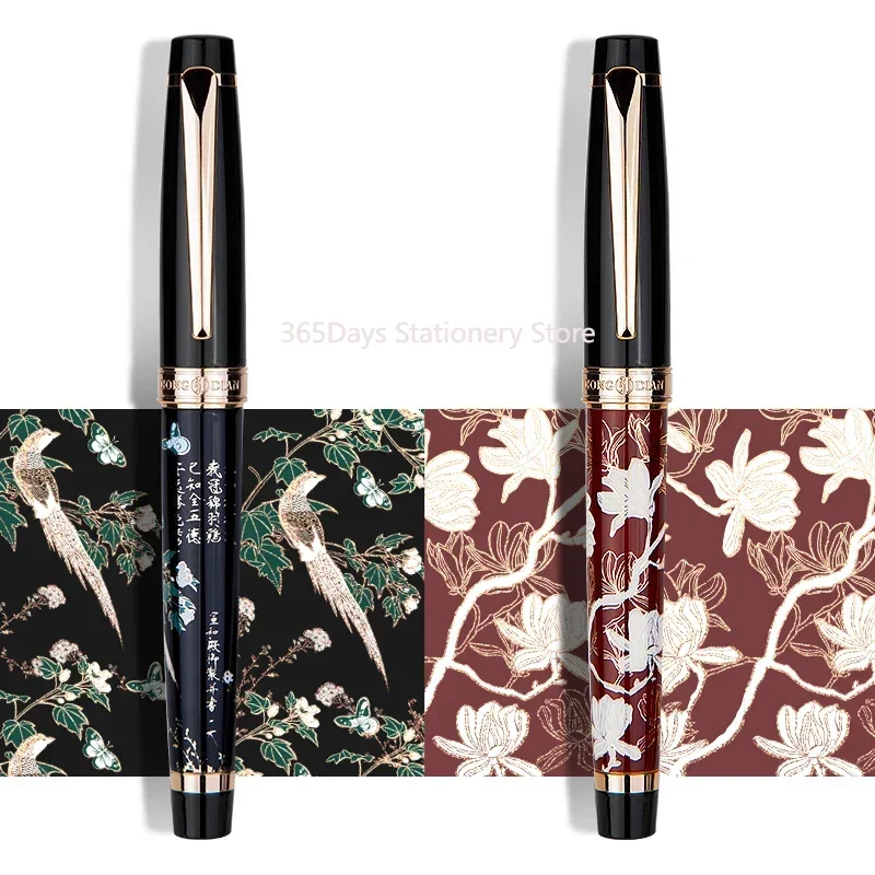HongDian 1837 Metal Fountain Pen Hand-Drawing Blue Magpie Iridium EF ...