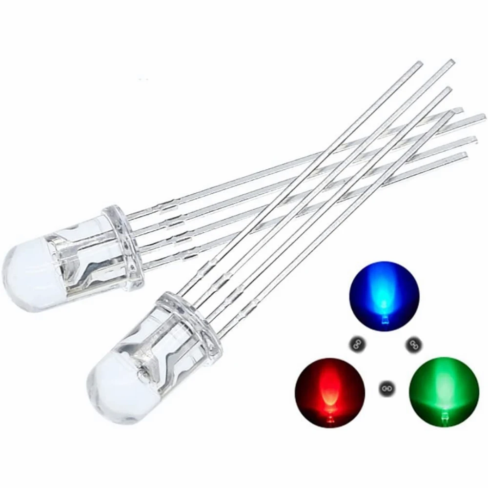 10 pçs 10mm rgb led diodo luzes kit cátodo comum 4pin brilhante bulbo ...