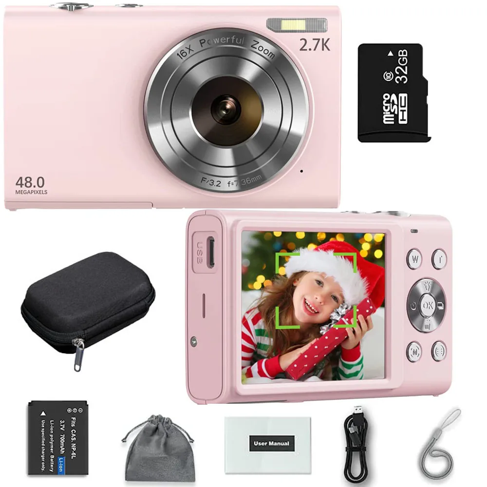 2.7K Digital Camera Autofocus Vlogging Camera HD 48MP with 2.8" Large ...