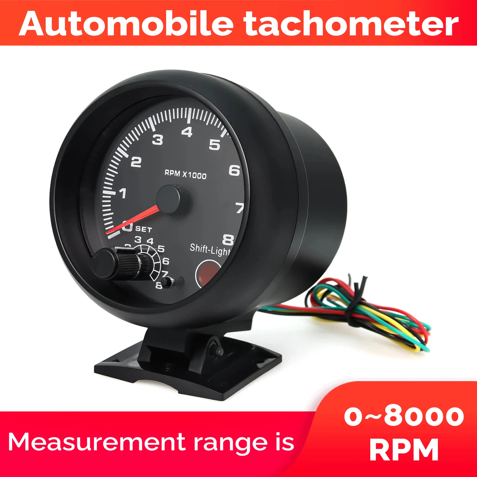 3.75'' Car Black Tachometer Gauge Blue Inter light 0-8000 RPM car ...