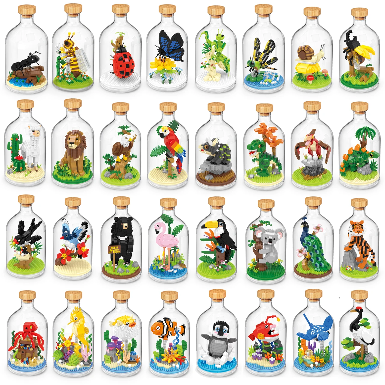 New-Animal-Miniature-Building-Blocks-Lion-Tiger-Koala-Butterfly-Parrot ...