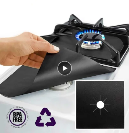 4 Pcs Square Foil Gas Hob Protector Liner Reusable Easy Clean ...