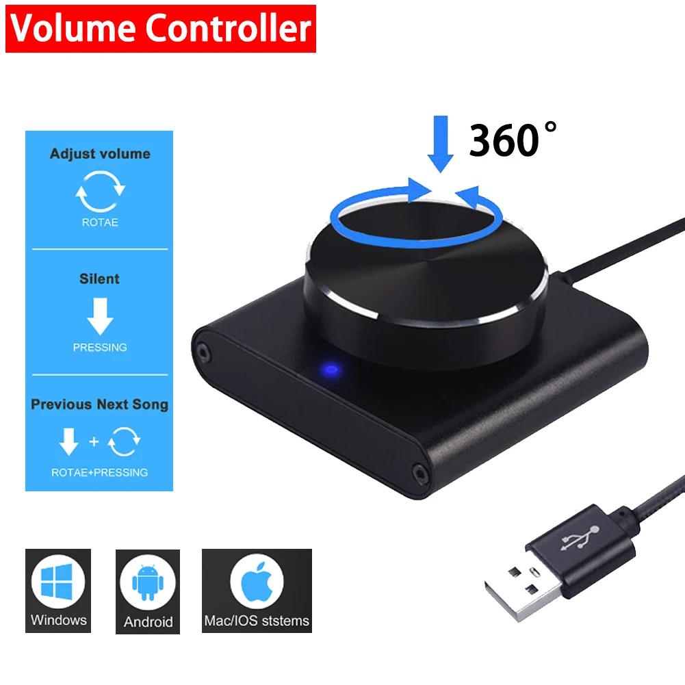 Usb-Volumeknop-360-Draaibare-Externe-Audio-Volume-Controller-Computer ...