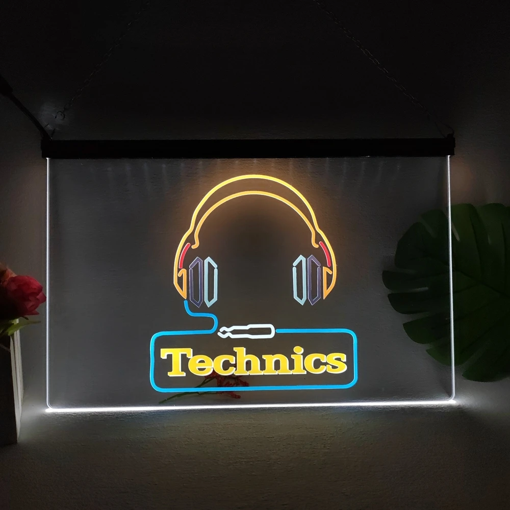 Technics-Turntables-DJ-Music-Multicolour-Luminous-Sign-with-Neon-Light ...