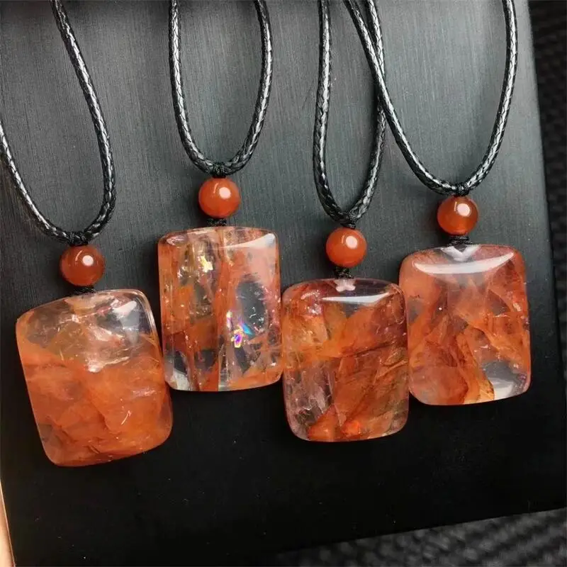 Natural-Red-Fire-Quartz-Hematoid-Pendant-Carving-Crystals-And-Stones ...