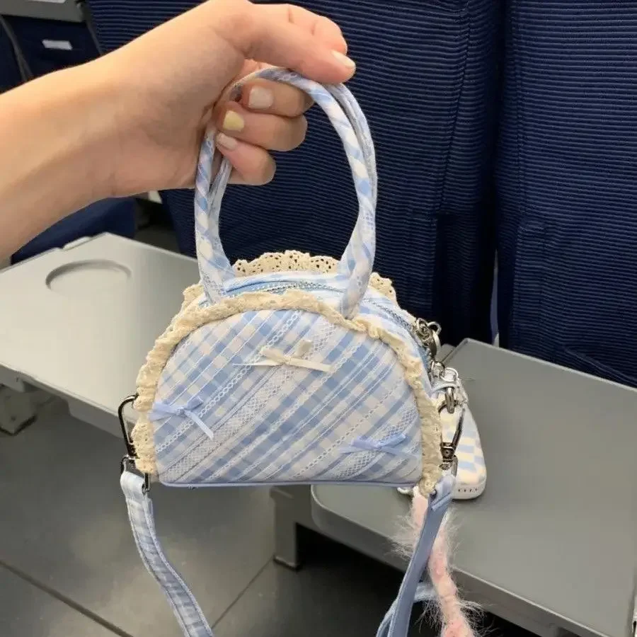 Bolsos de mano a cuadros azules MBTI para mujer, pequeños y bonitos ...