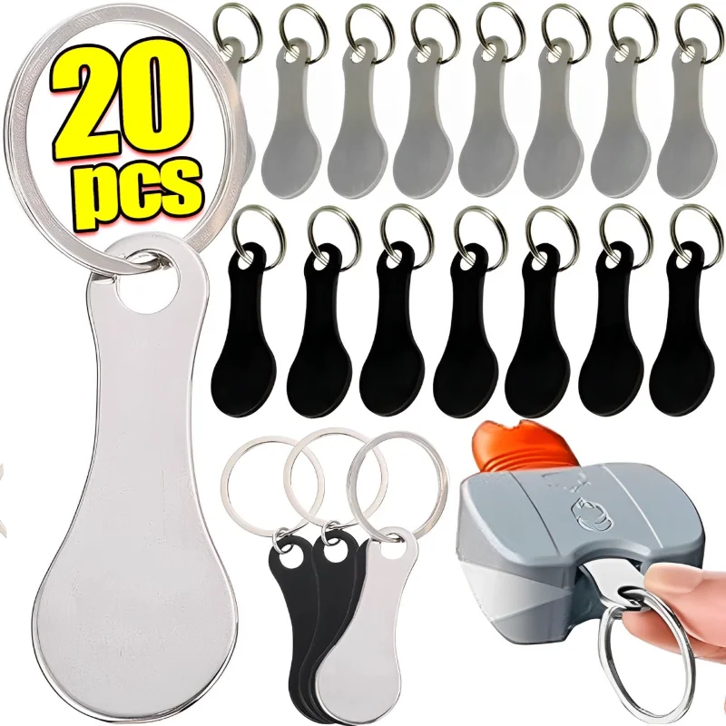 Stainless-Steel-Trolley-Cart-Tokenrings-Keychains-Portable-Quarter ...