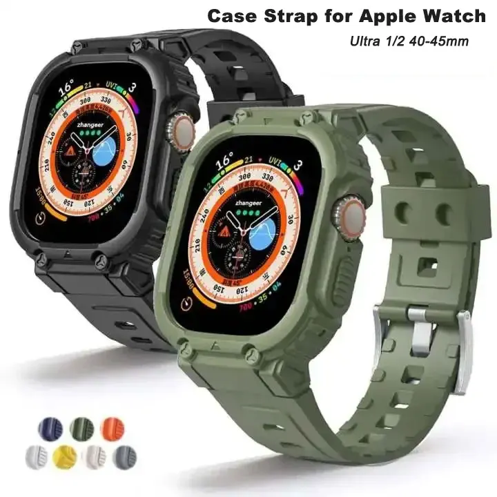 Case Strap for Apple Watch Ultra 49mm 45mm 44mm 41mm 40mm Silicone Band ...
