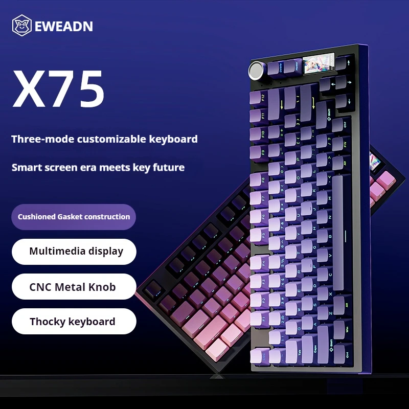 EWEADN-X75-Side-Engraving-Wireless-Mechanical-Keyboard-with-Knob-with-Screen-for-Games-and ...