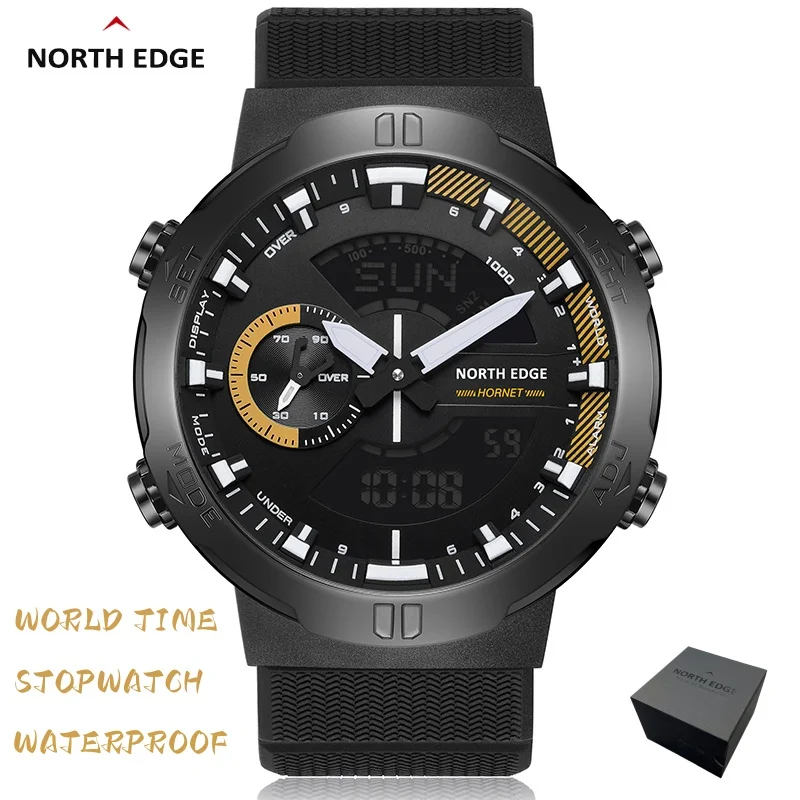 NORTH EDGE Watch for Man HORNET Speed Meter Dual Display World Time ...