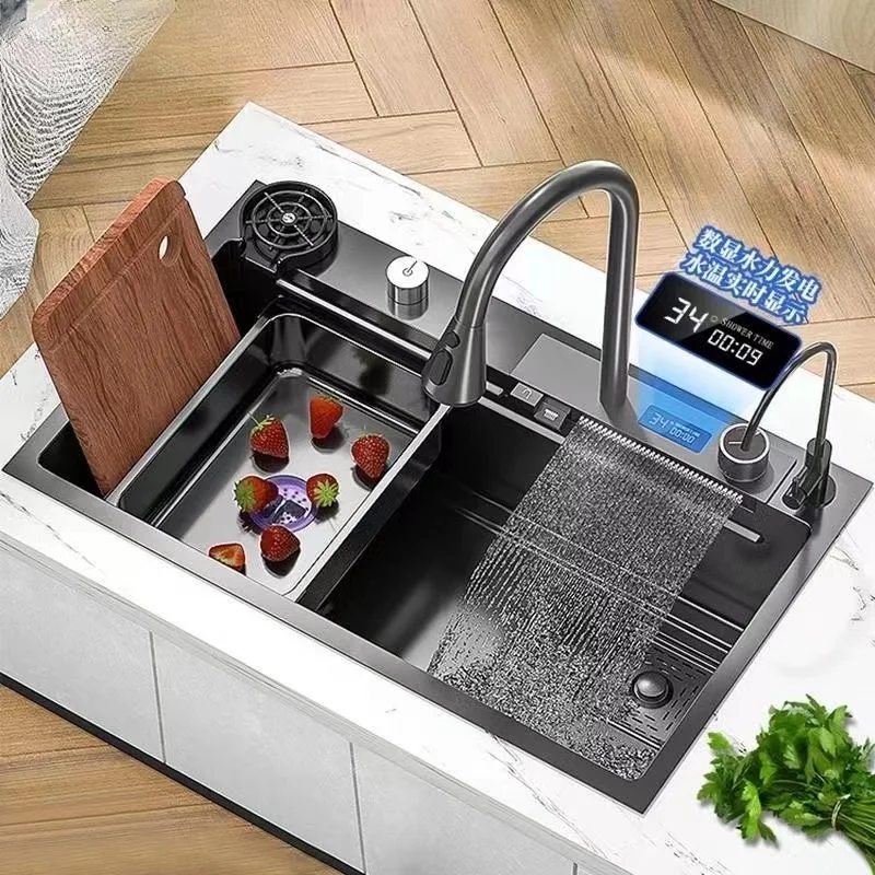 Kitchen-sink-multifunctional-waterfall-faucet-electronic-display-of ...
