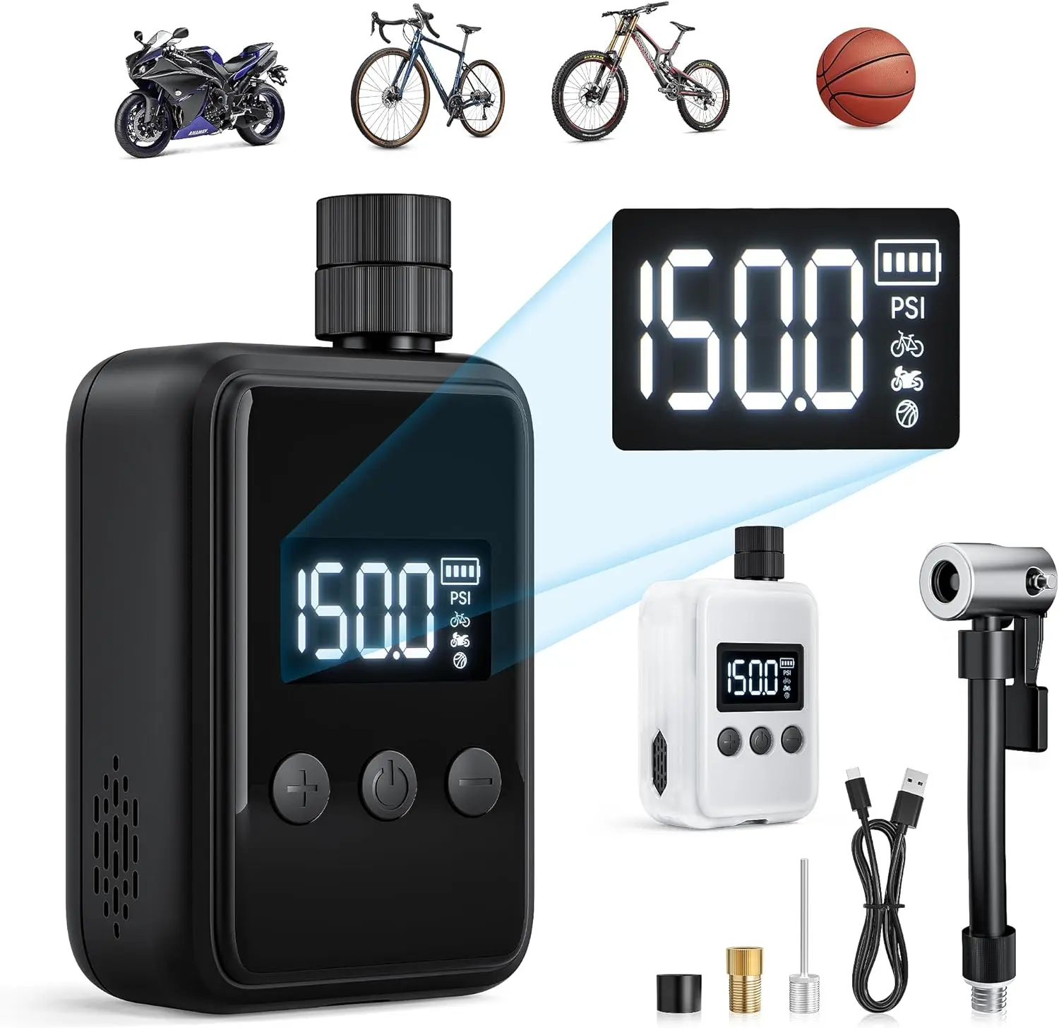 Electric-Bike-Pump-120PSI-Portable-Bicycle-Pump-Mini-Bicycle-Tire-Pump ...