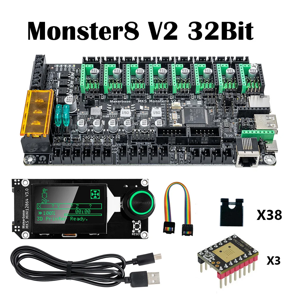 MKS Monster8 V2 32Bit Control Board 3D Printer Parts TMC2209 for Voron ...