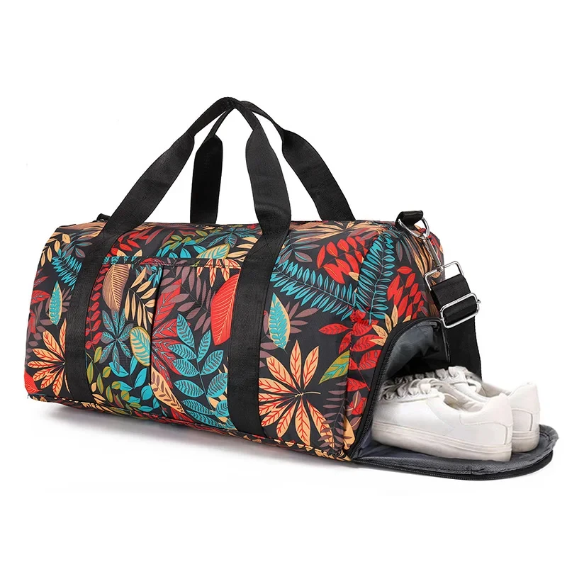 Women-Travel-Bag-Leaves-Print-Gym-Bags-Waterproof-Sports-Bags-Large ...