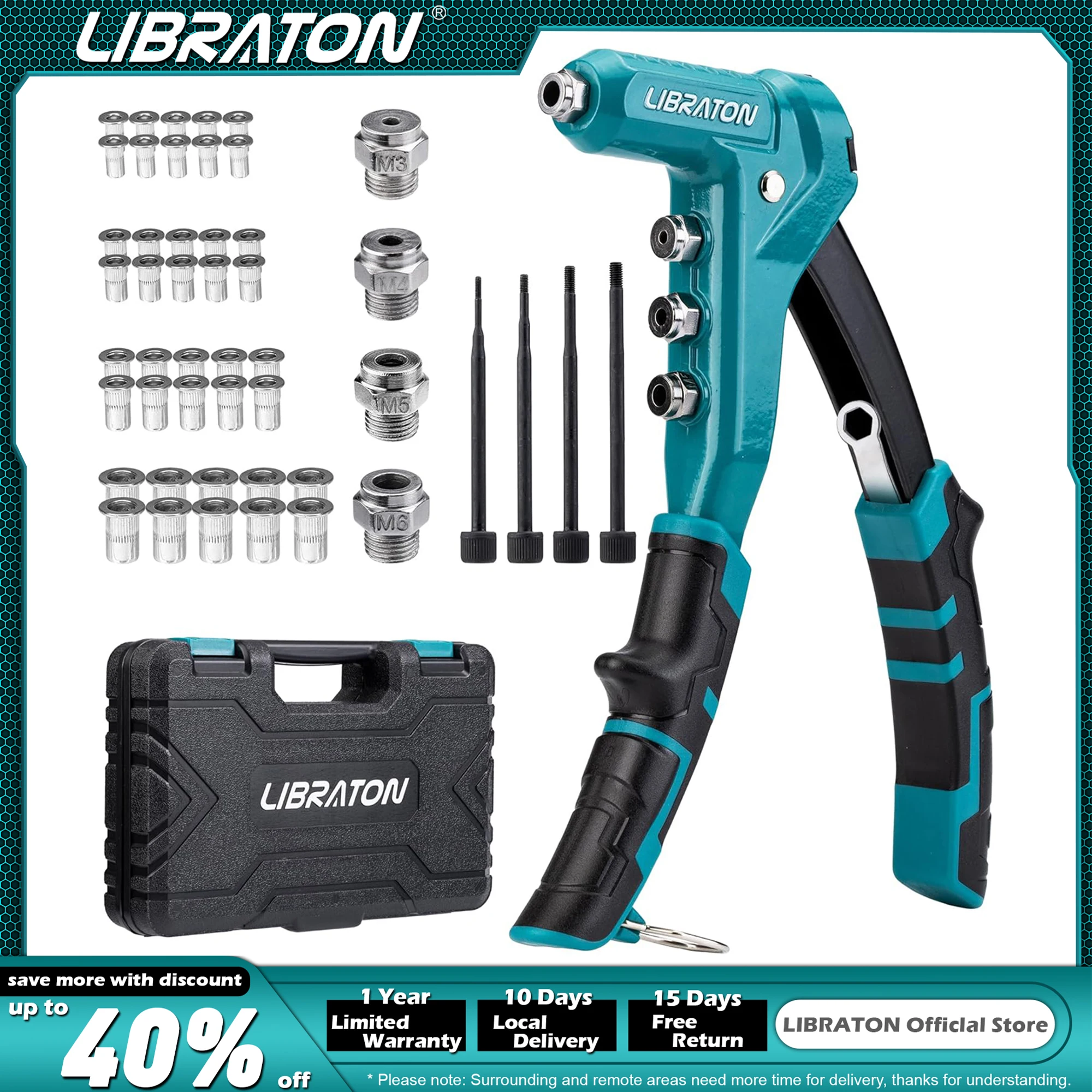 LIBRATON-Rivet-Nut-Tool-One-Handed-Rivet-Nut-Gun-Hand-Rivet-Nut-Setter ...