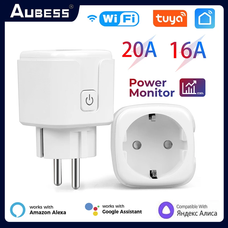 Tuya Wifi Smart Plug 16a/20a Eu Smart Socket With Power Monitoring ...