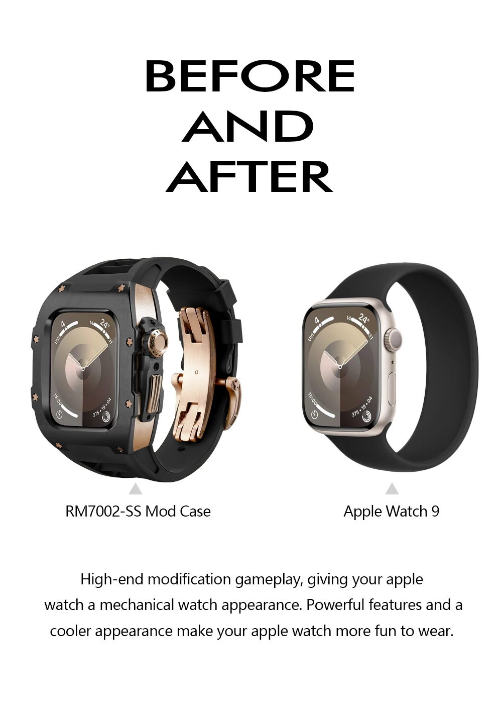 Luxury-Titanium-Case-band-Modification-Kit-For-Apple-Watch-45MM-44MM ...