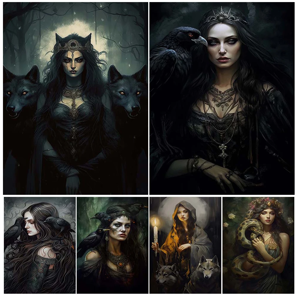 Dark-Goddess-Hecate-Witch-Greek-Mythology-Vintage-Wall-Art-Canvas ...