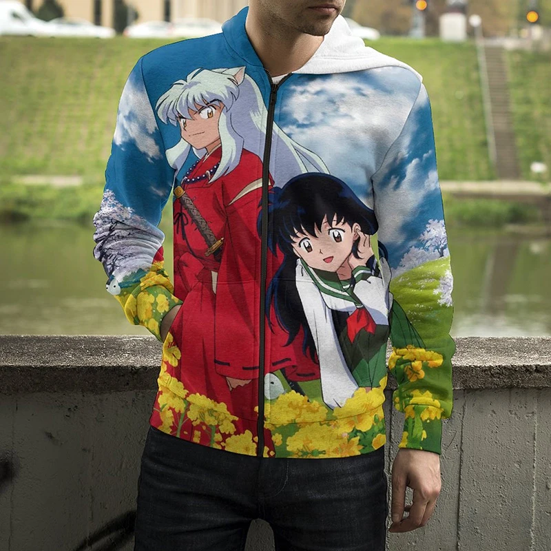 New-Anime-Inuyasha-Zip-Up-Hoodies-Men-Women-Fashion-Cartoon-3D-Print ...