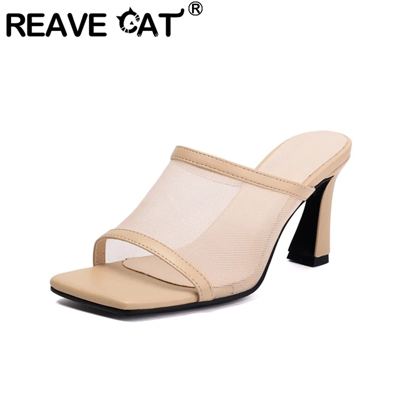 REAVE CAT 2025 New Summer Fashion Female Sandals Mules Peep Toe High ...