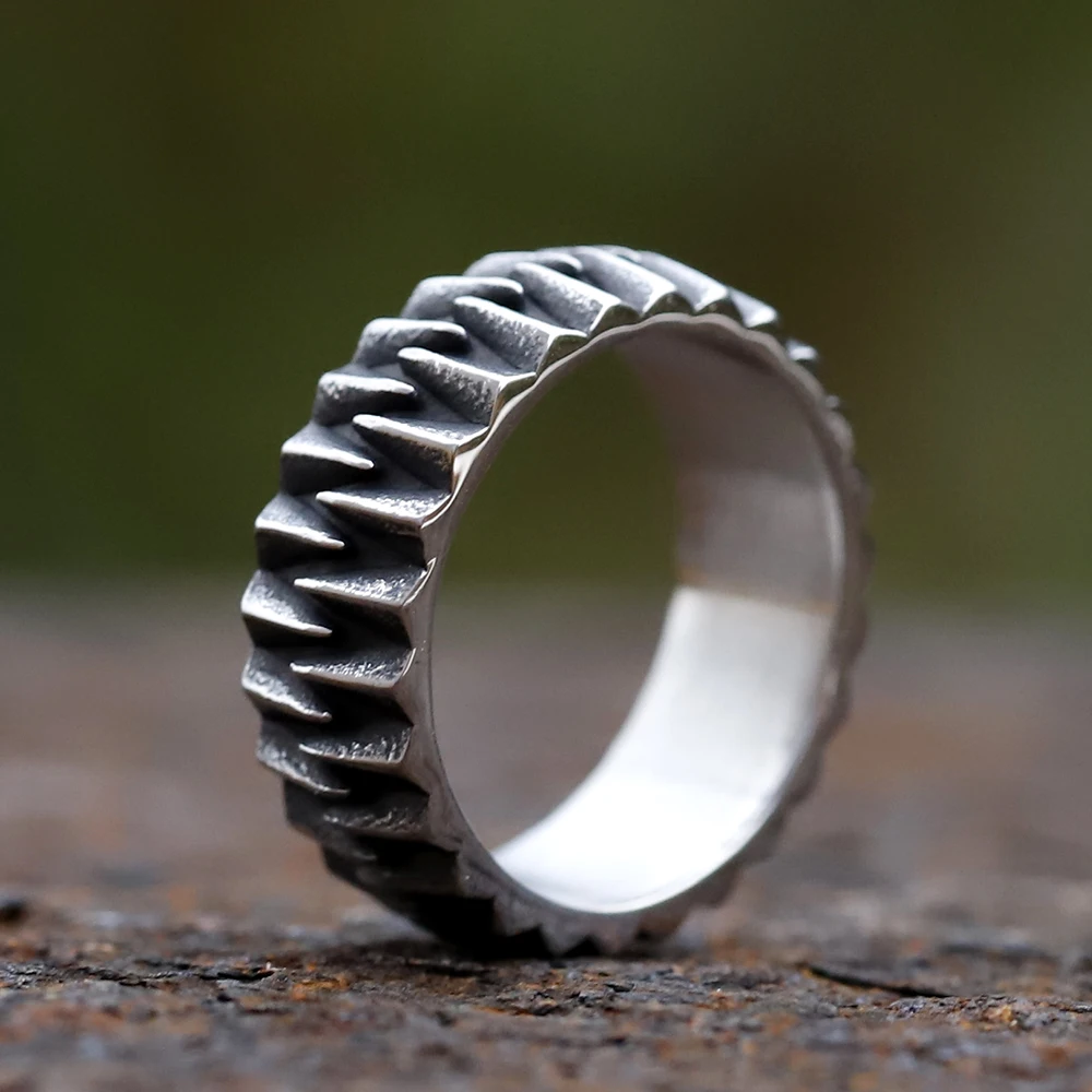 Anillo-de-engranaje-Retro-de-acero-inoxidable-316L-para-hombre-y-mujer ...