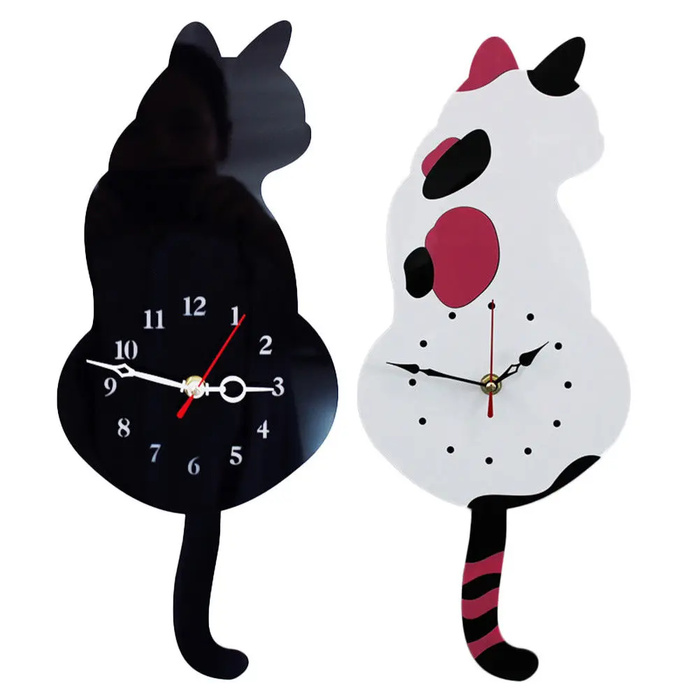 Reloj de pared creativo con forma de gato para dormitorio de niños ...