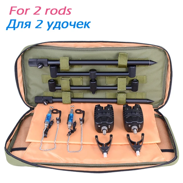 Carp Fishing Bite Alarm Set And Swingers Fishing Rod Pod Holder Bank ...