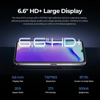 Original HOTWAV Note 13 Pro Smartphone Android 13 6.6'' HD+ 90Hz ...