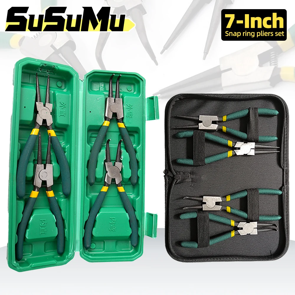 4Pcs-Circlip-Plier-Set-7-Long-Nose-Plier-Staight-Bent-Portable-Inner ...