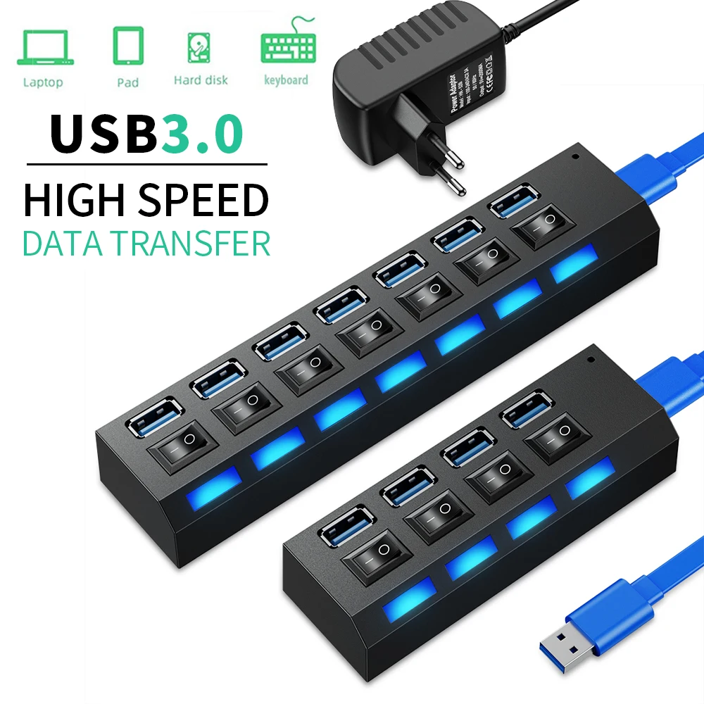 Usb Hub 3 0 Hub USB 3.0 Adaptador Multi Portas Uso Adaptador de Energia Extensor USB 2.0 PC ...