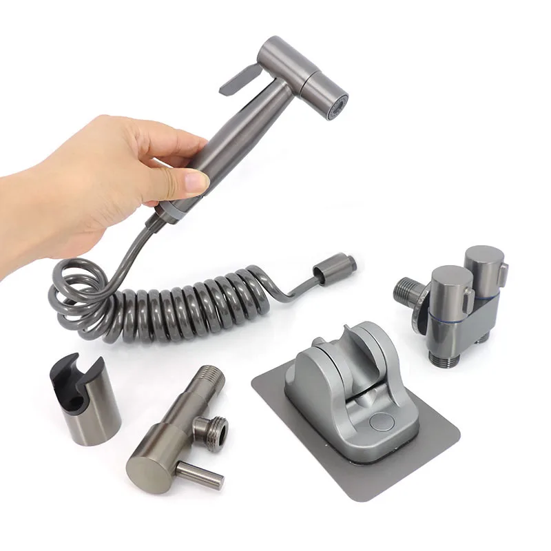 Brushed grey Bidet Faucet 304 Stainless Steel Handheld Sprayer shower ...