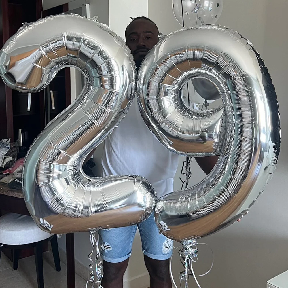 1pc Silver Aluminium Foil Number Balloon 40inch 0-9 Digital Birthday ...