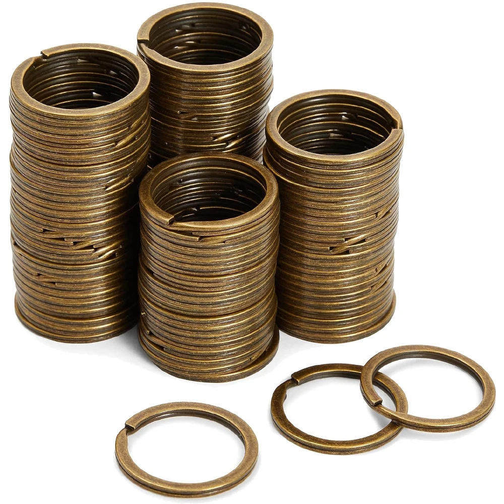 20pcs-25-28-30mm-Antique-Bronze-Flat-Keyrings-Metal-Split-Ring-Keychain ...