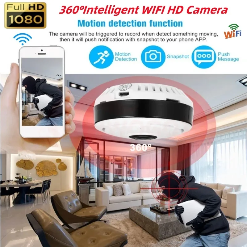 1080p-HD-Mini-WLAN-Kamera-Smart-Home-Sicherheit-Innen-360-Panorama ...