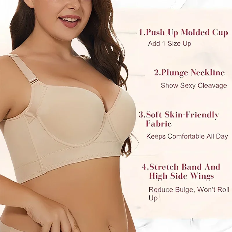 New Full Back Coverage Push Up Bras Women S Hide Back Fat Deep Cup