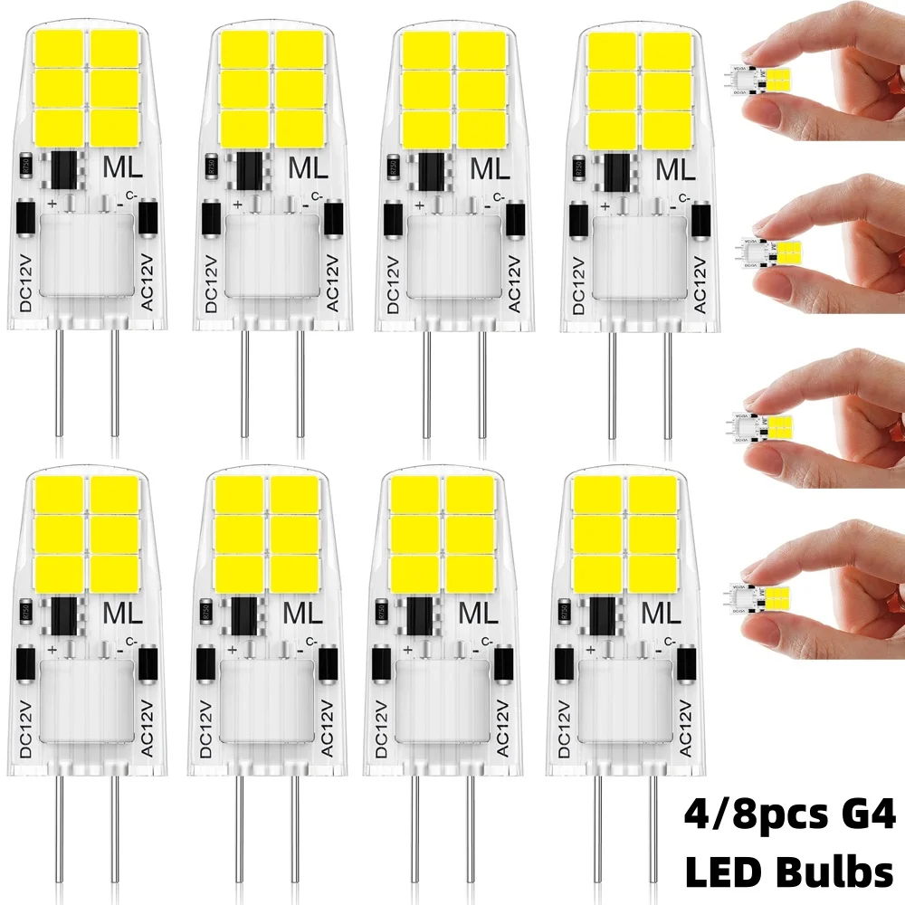 4-8pcs-G4-LED-Bulbs-Bi-Pin-Base-1-2w-Low-Voltage-Lamp-Beads-For ...
