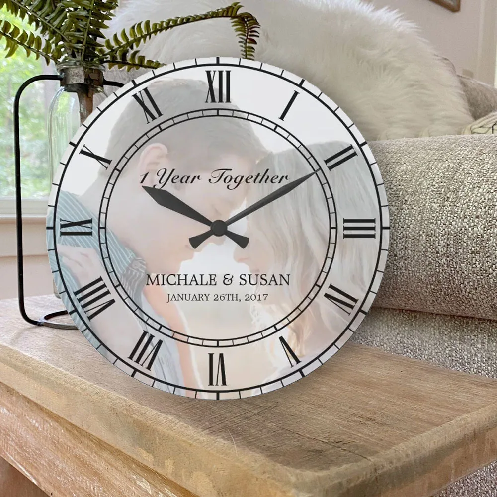 HORLOGE PENDULE,B--Cadre Photo personnalisé, horloge murale élégante ...