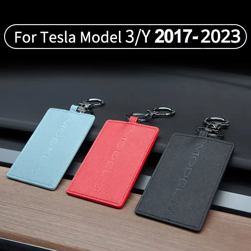 Card Key Case for Tesla Model 3 Model Y Leather Key Holder Protector ...