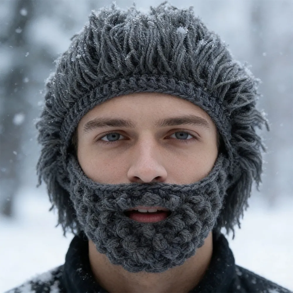 Novelty Funny Knitted Cap Punk-style Warm Hobo Hat Handmade Knit Wig ...