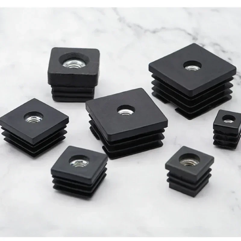 Square Nut Hole Plug Glide Leveling Foot Pad Plastic Black Furniture ...