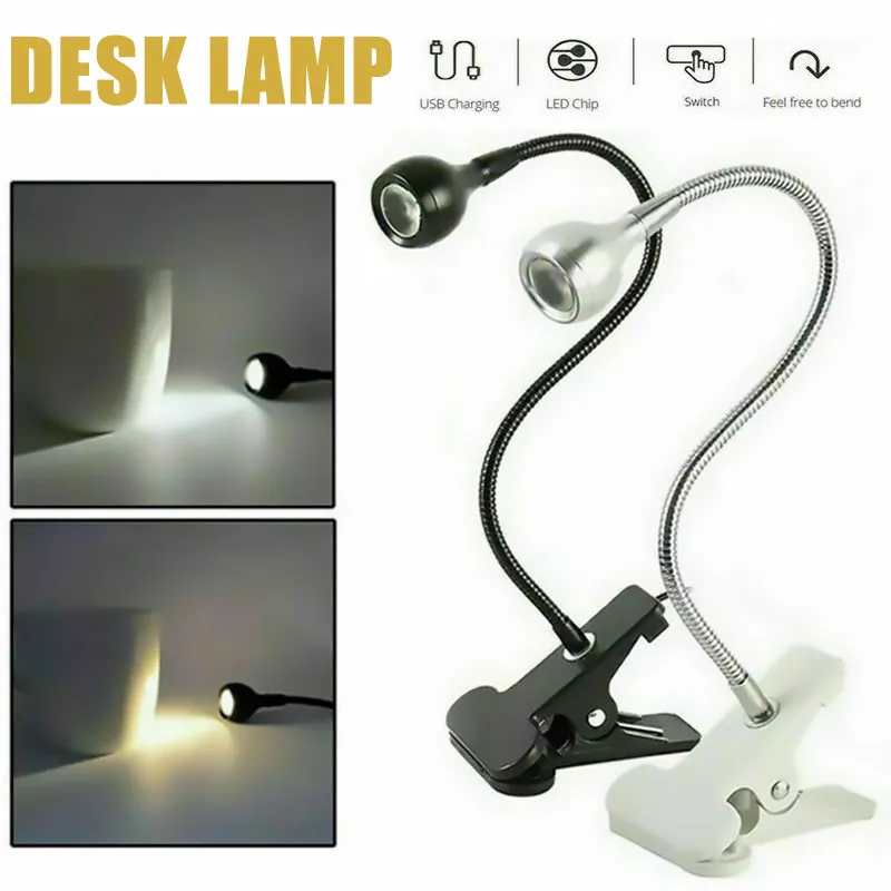 LED-Clamp-Desk-Lamp-Flexible-USB-Clip-on-Lightweight-Reading-Light-Book ...