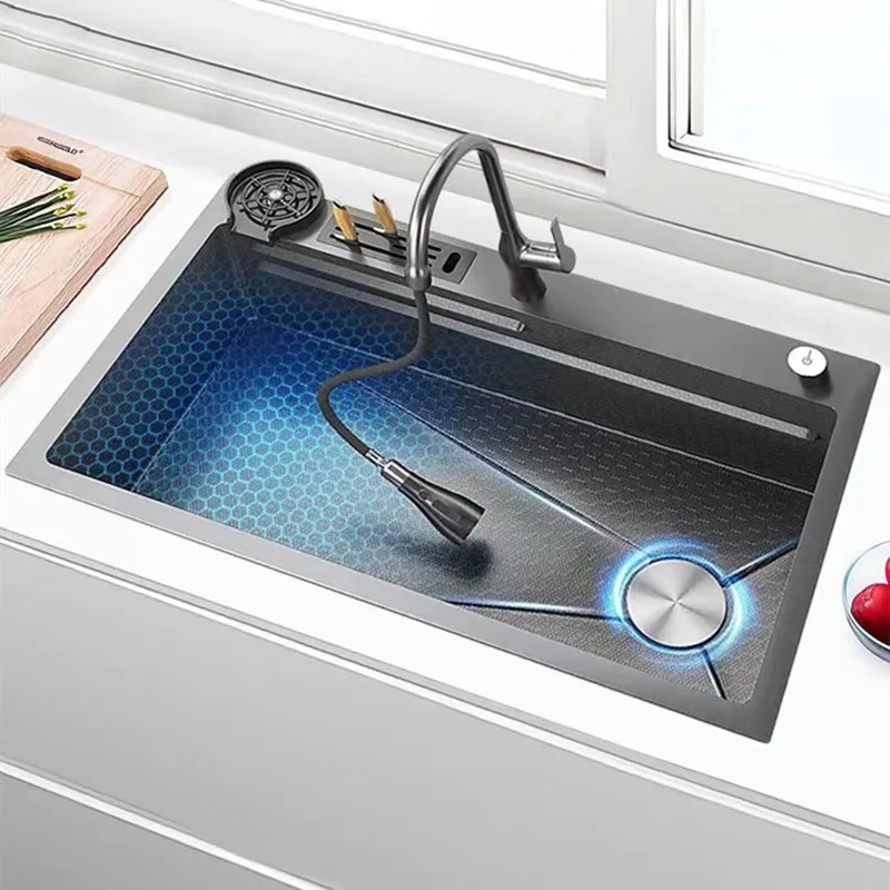 Honeycomb Embossed Kitchen Sink Nano Stainless Steel Large Single Sink ...
