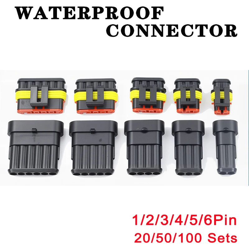 20/50/100Sets IP68 Waterproof Connector Male and Female 1/2/3/4/5/6Pin ...