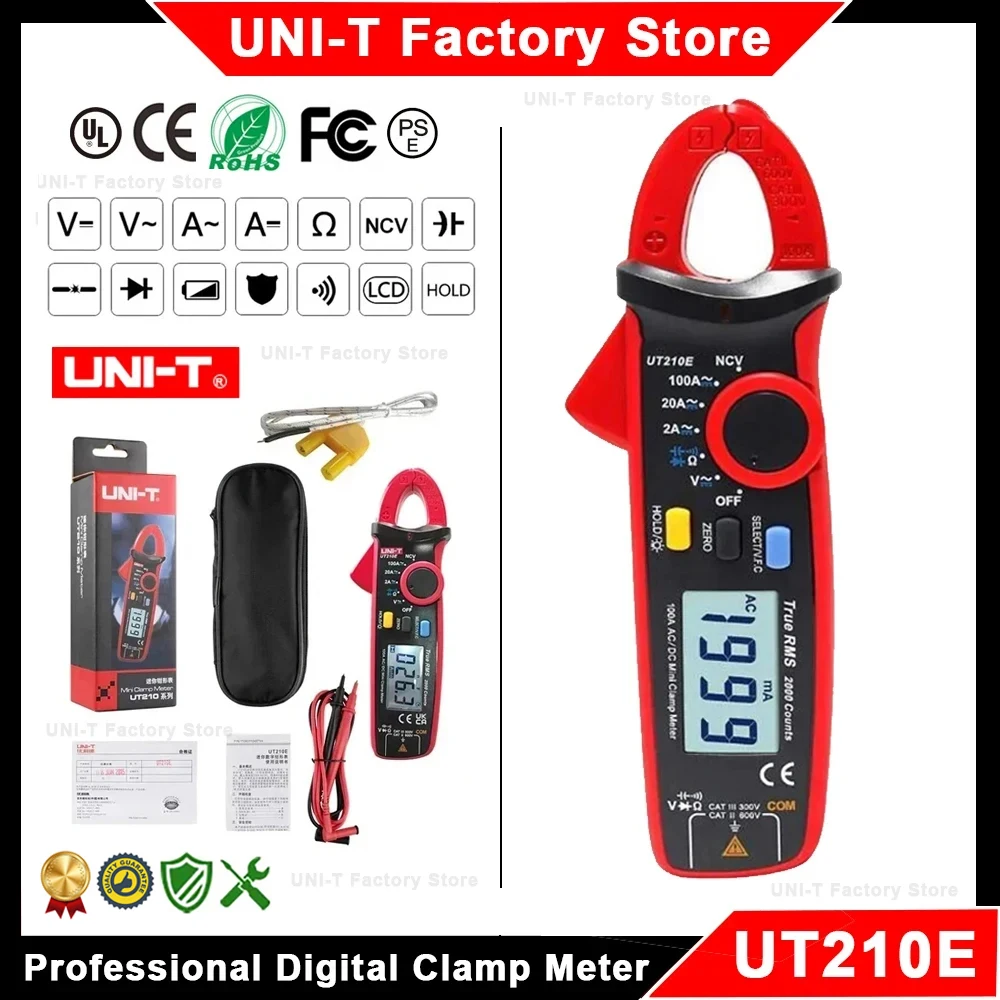 UNI-T-Mini-Clamp-Meter-UT210E-UT210D-UT210-Series-Alicate-AC-DC-Amper ...
